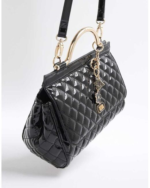 River Island Quilted Metal Handle Tote Bag in Natural | Lyst UK