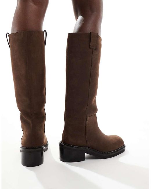 schuh Doria Square Toe Chunky Riding Boots in White | Lyst UK