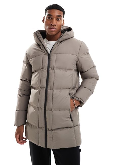 Brave Soul Quilted Longline Puffer Jacket in White for Men | Lyst