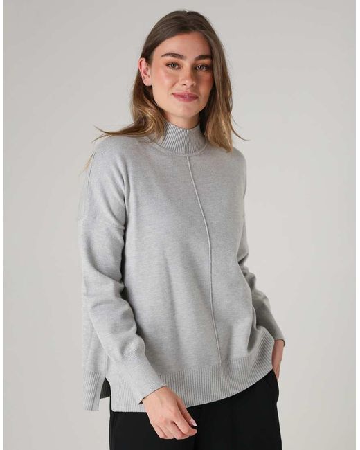 French Connection High Neck Cosy Long Sleeve Jumper in Grey | Lyst UK