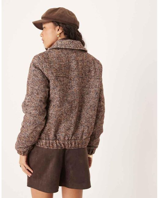 Threadbare Short Bomber Jacket in Brown | Lyst UK