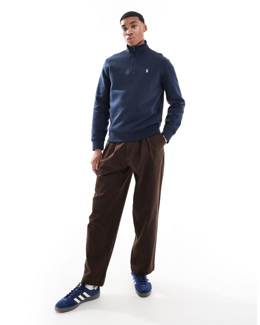 Polo Ralph Lauren Icon Logo Double Knit Half Zip Sweatshirt in Blue for ...