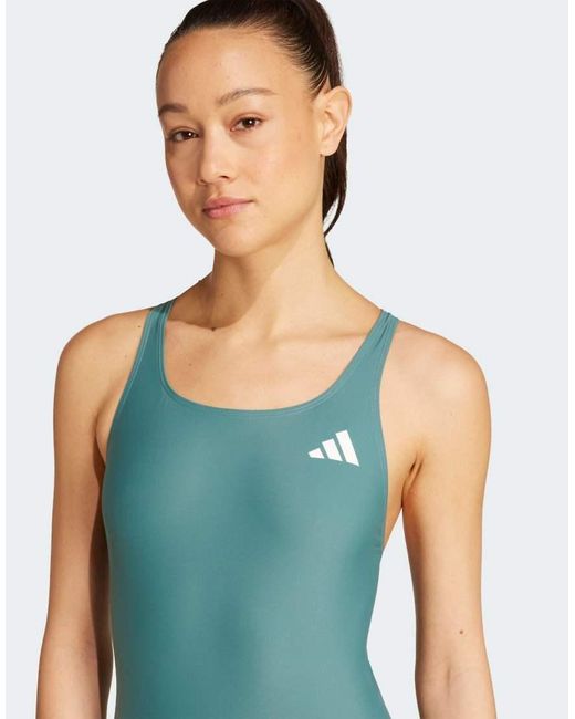 adidas Originals V-Back Swimsuit in Blue | Lyst UK