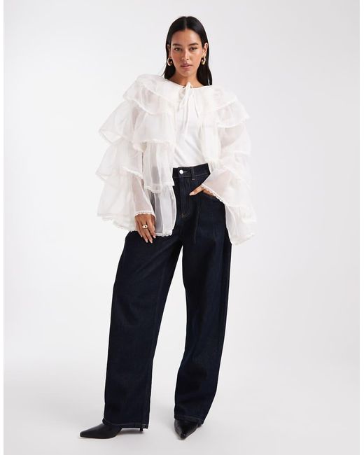 Miss Selfridge Layered Chiffon Cape in Natural | Lyst UK