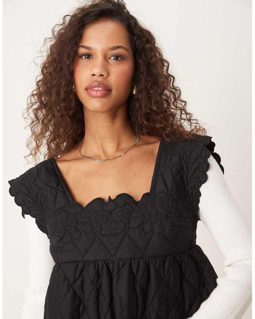 ASOS Quilted Smock Mini Dress in Natural | Lyst UK