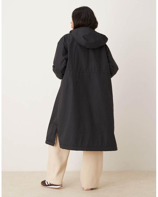 ASOS Asos Design Maternity Longline Fleece Lined Rain Coat in Black ...