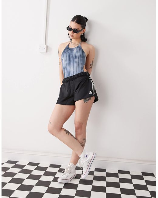 Weekday Halter Neck Swimsuit With Open Back Tie Detail in Blue | Lyst