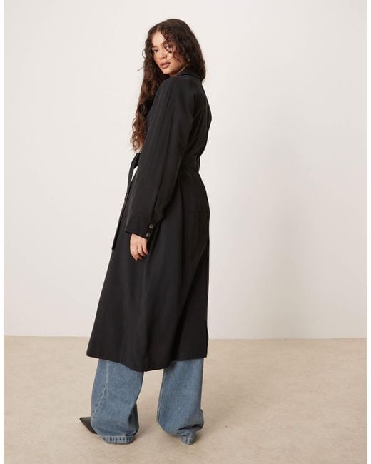 ASOS Waterfall Collar Trench Coat in Black | Lyst