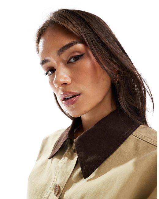 ASOS Contrast Collar Utility Jacket in Blue | Lyst