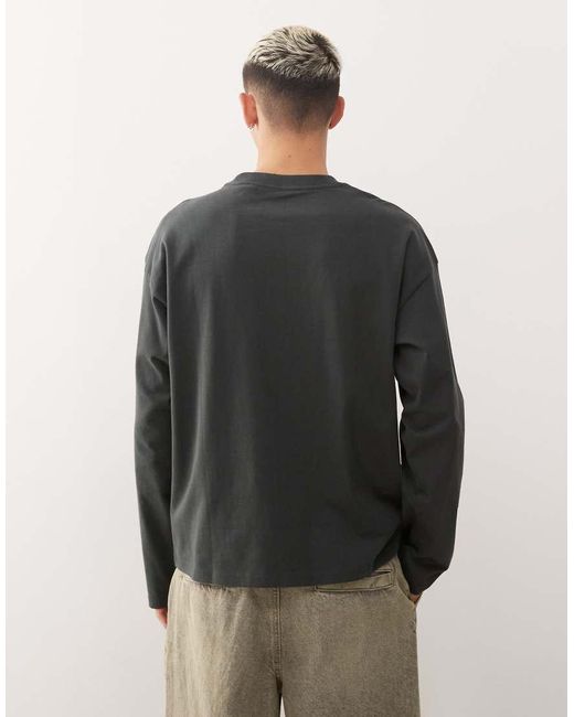 Weekday Boxy Fit Long Sleeve T-Shirt in Black for Men | Lyst UK