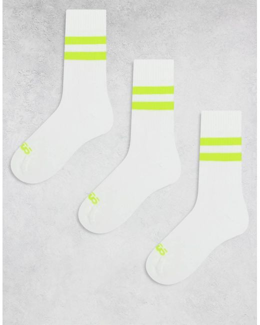 4505 3 Pack 2 Stripe Running Socks With Elasticated Arch Support And ...