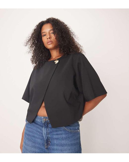 ASOS Asos Design Curve Tailored Button Top in Black | Lyst UK