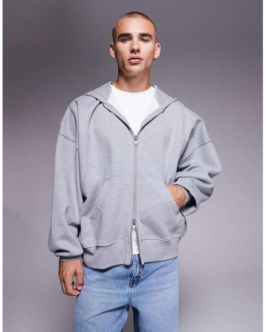ASOS Premium Heavyweight Extreme Oversized Zip Up Hoodie in Grey for ...