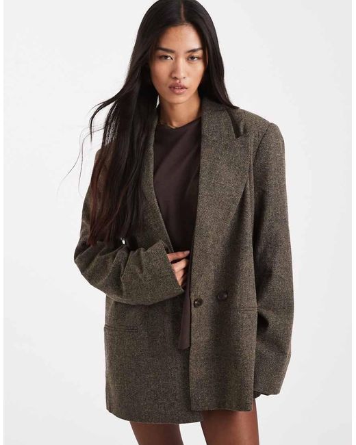 ASOS Wool Blend Multiway Blazer in Brown | Lyst UK