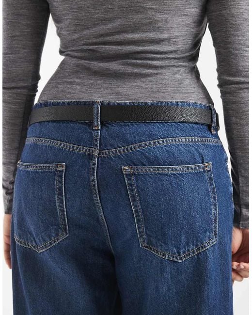 Pieces Plus Pieces Curve Silver Buckle Belt in Blue | Lyst UK