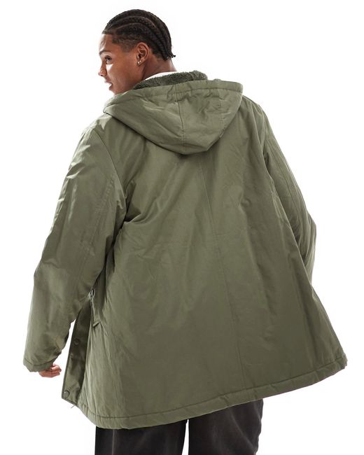 ASOS Wadded Borg Lined Parka in Green for Men | Lyst