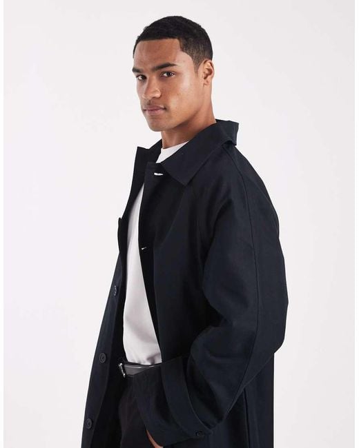 ASOS Oversized Trench Coat in Blue for Men | Lyst UK