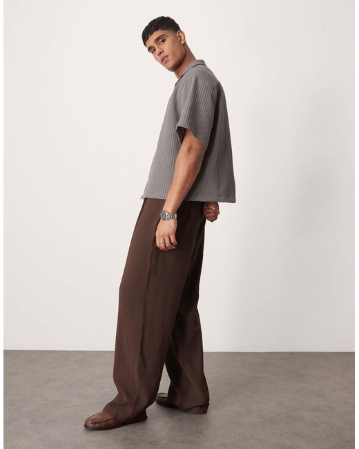 ASOS Wide Leg Smart Pants With Pleats in Gray for Men | Lyst