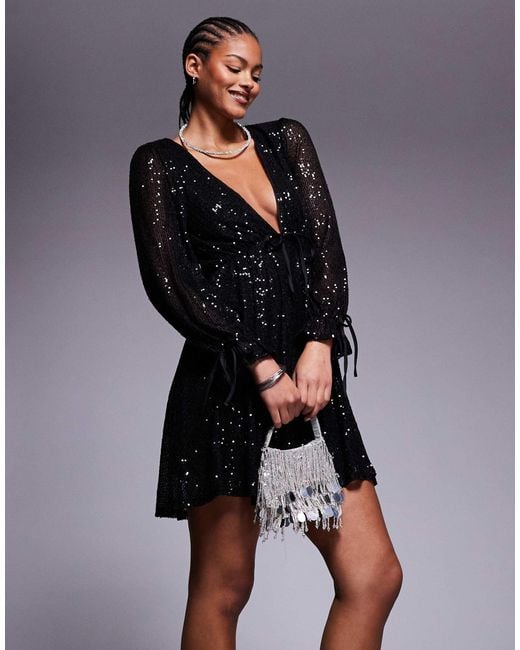 Jaded Rose Tall Sequin Mini Dress in Blue | Lyst