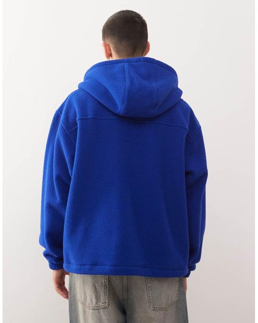 Weekday Borg Fleece Half Zip Hoodie With Elasticated Hem in Blue for ...