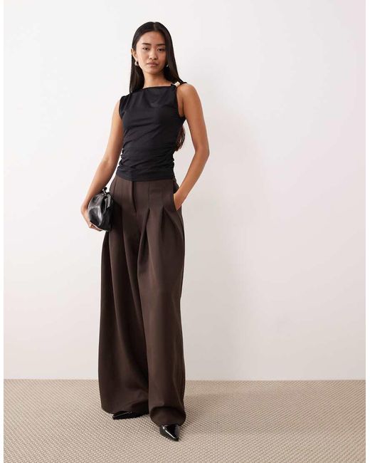 ASOS Draped Slash Neck Top With Metal Hardware Detail in Black | Lyst UK