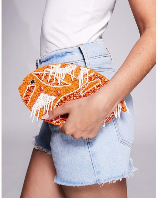 River Island Beaded Fish Bag in Gray | Lyst