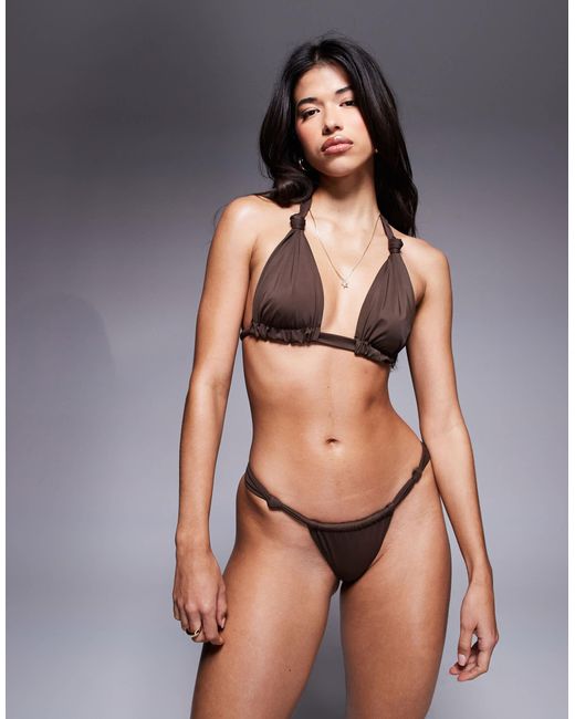 ASOS Nina Knot Triangle Bikini Top in Black | Lyst