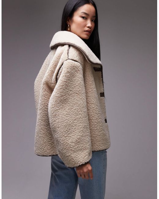 ARKET Oversized Faux Shearling Jacket in Grey | Lyst UK