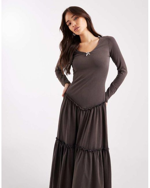Daisy Street Tiered Drop Waist Maxi Dress | Lyst UK