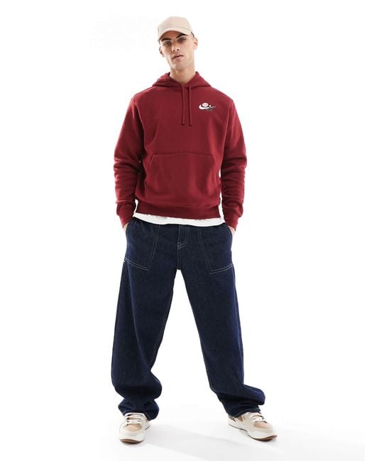 Nike Rose Swoosh Logo Hoodie in Red for Men | Lyst