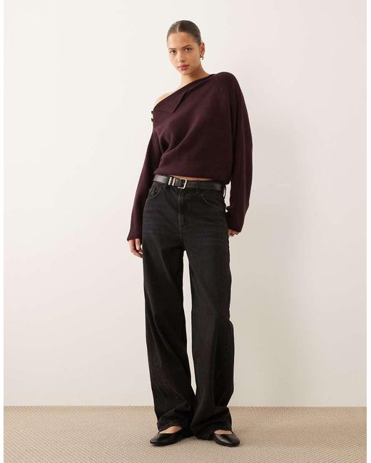 Mango Wool Mix Asymmetric Jumper With Hardware Detail in Red | Lyst UK