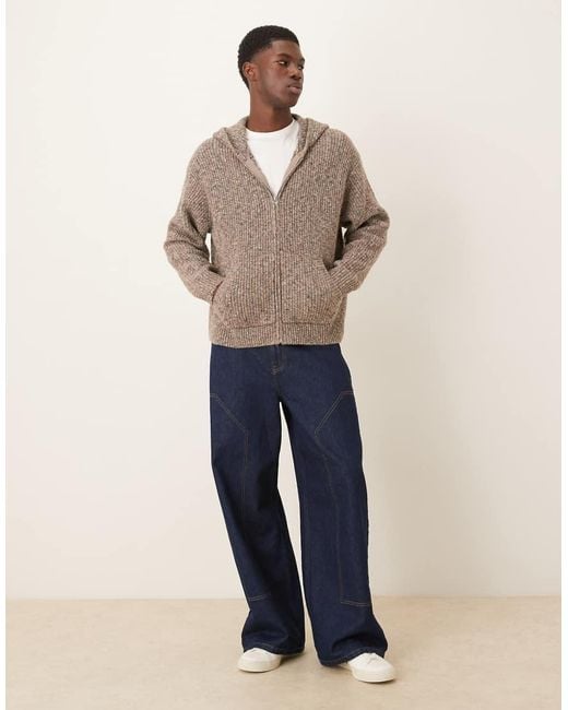 Abercrombie & Fitch Ribbed Knitted Zip Through Jumper With Hood in ...