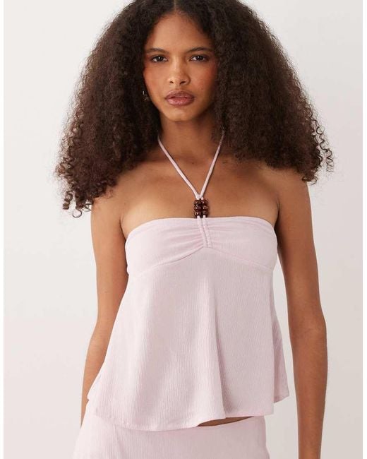 Motel Grain Halter Neck Beaded Top Co-Ord in Pink | Lyst UK