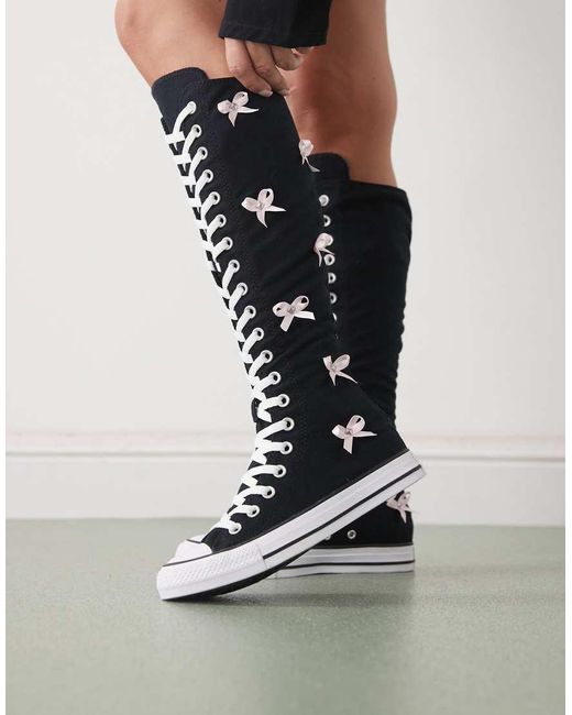 Converse Chuck Taylor All Star Knee Hi Trainers in Black | Lyst UK