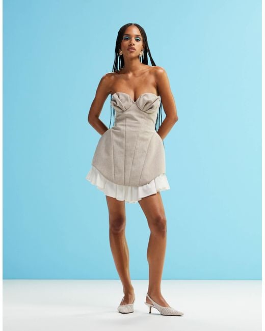 ASOS Structured Cupped Double Layered Mini Dress With Seam Detail in ...