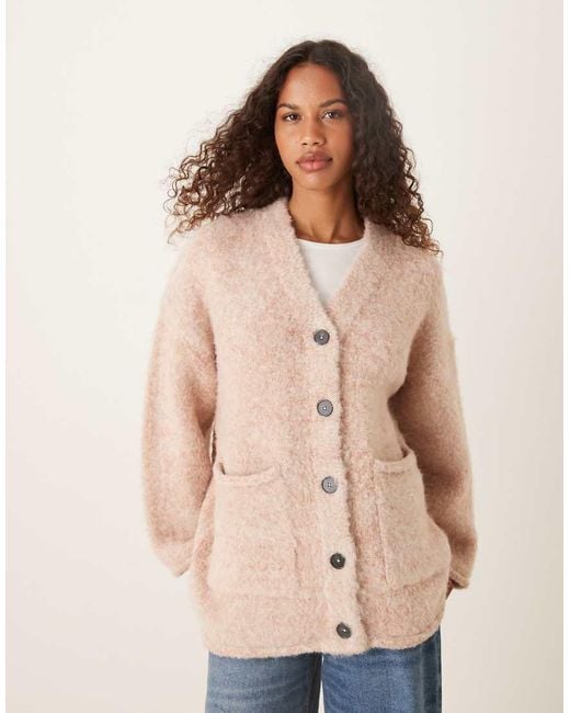 ASOS Multiply Oversized Cardigan in Natural | Lyst UK
