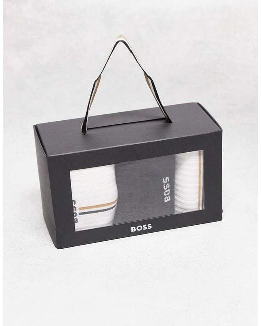 BOSS 3 Pack Gift Set Iconic Logo Socks in White for Men | Lyst UK