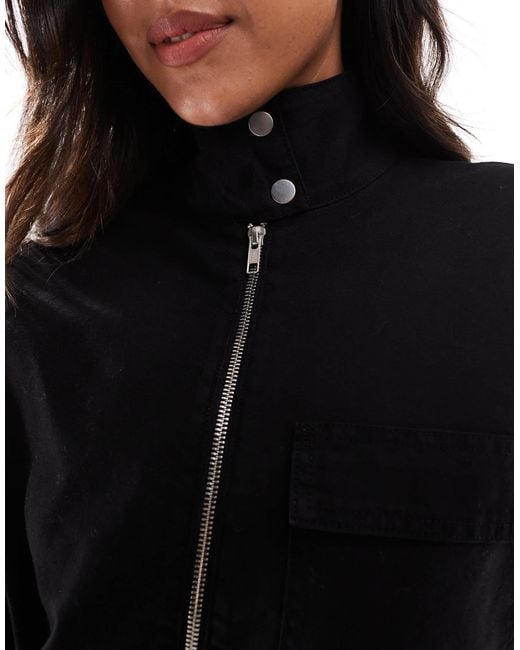 ASOS Funnel Neck Jacket in Black | Lyst