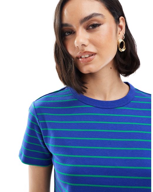 Mango Round Neck Oversized T-shirt in Blue | Lyst