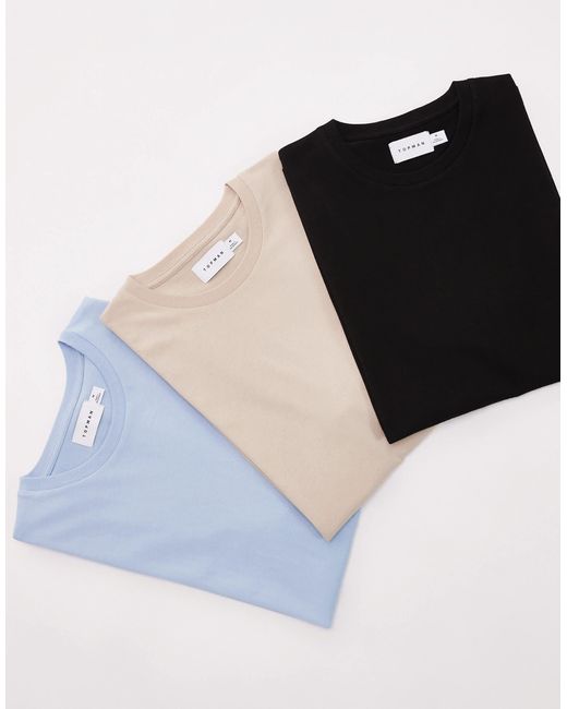 TOPMAN 3-pack Regular Fit T-shirts in Blue for Men | Lyst