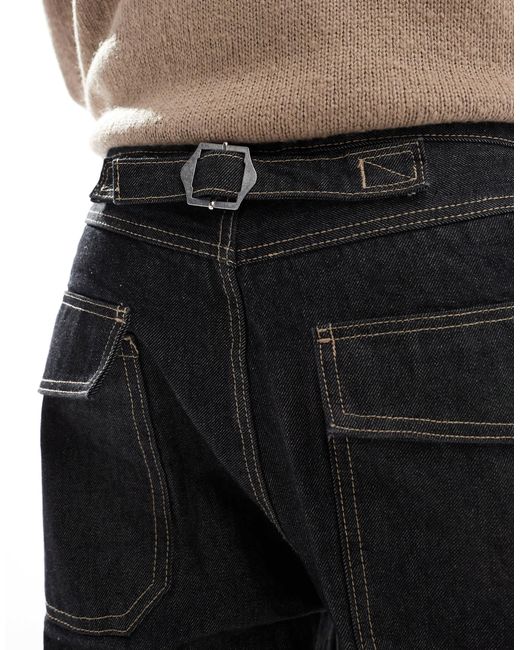 Bershka baggy Co-ord Jeans With Fold Over Hem in Black for Men | Lyst