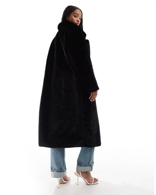 ASOS Asos Design Tall Longline Chuck On Faux Fur Coat in Black | Lyst