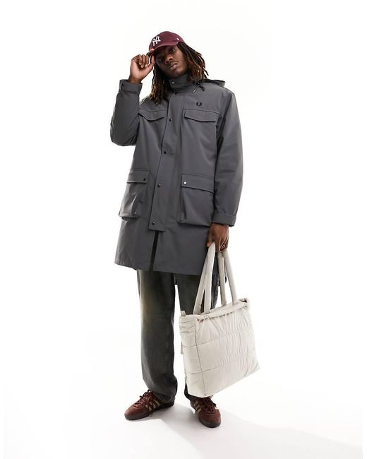 Fred Perry Bonded Parka Coat in Black for Men | Lyst UK