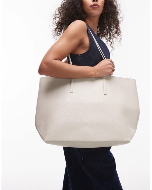 Mango Large Tote Bag in White | Lyst