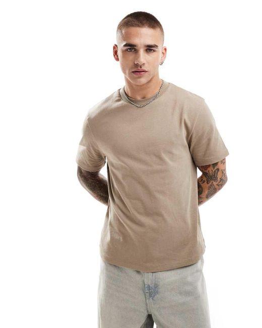ASOS Essential Heavyweight Boxy T-Shirt 240Gsm in Brown for Men | Lyst UK