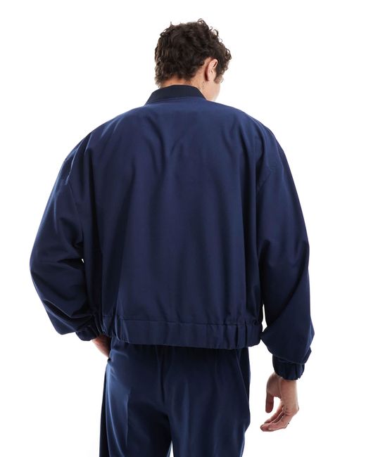 ASOS Smart Co-ord Button Through Bomber Jacket in Blue for Men | Lyst