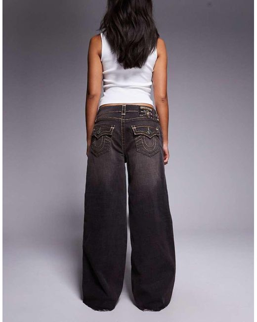 True Religion Jessie Super Baggy Flap Pocket Jeans in Grey | Lyst UK