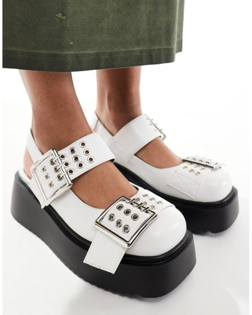 LAMODA On Your Side Flatform Mary Jane Shoes in Green | Lyst UK