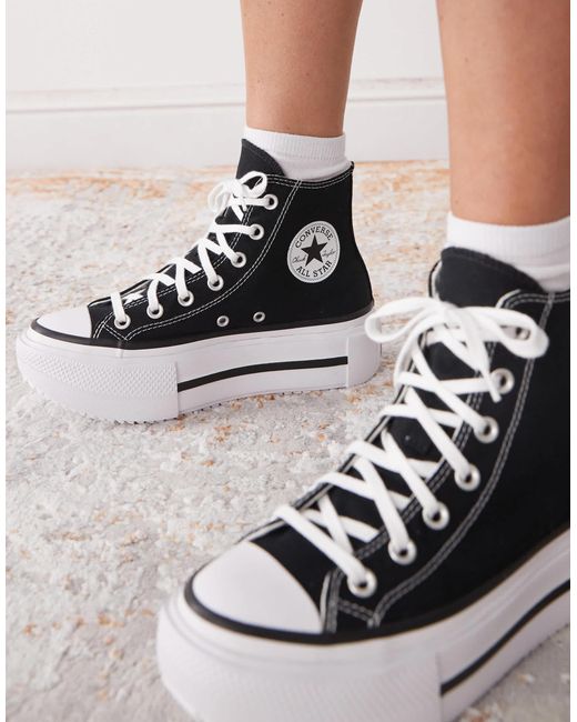 Converse Chuck Taylor All Star Lift Double Stack Sneakers in Black | Lyst
