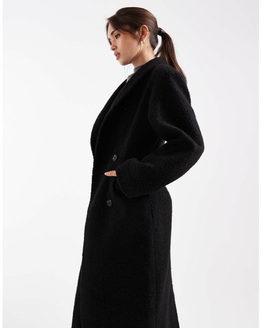 ASOS Sculpted Boucle High Neck Formal Coat in Black | Lyst